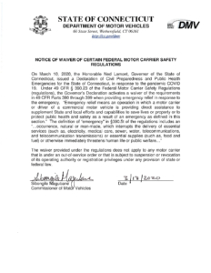 mtac-ct-covid19-hos-waiver - Motor Transport Association of Connecticut