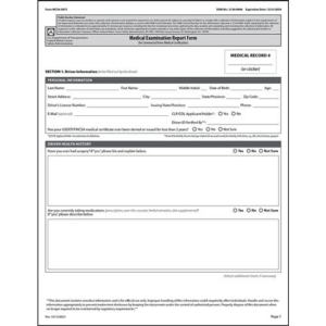 Medical Examination Report Form - MTAC